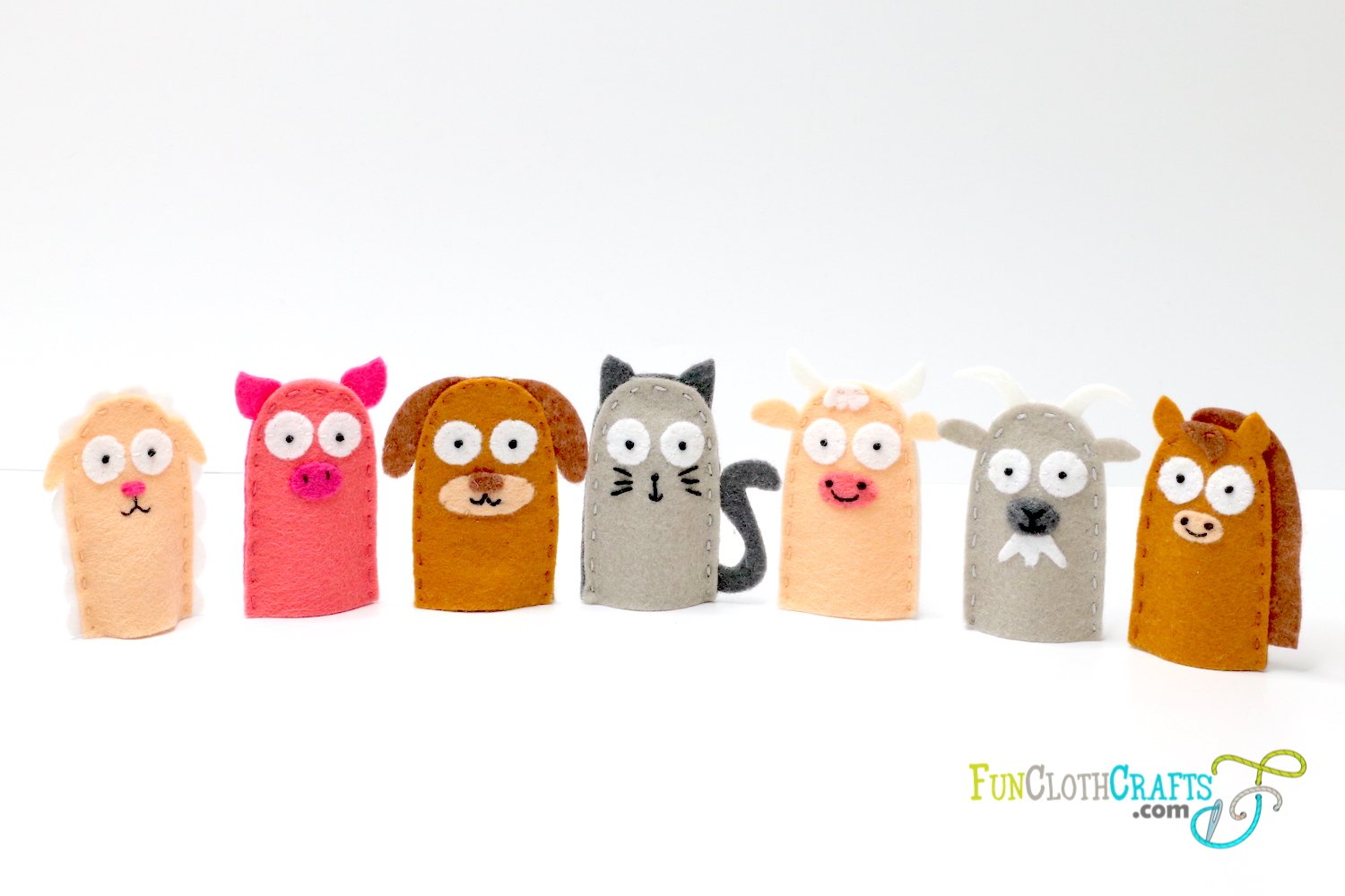 Easy to Make Farm Animal Finger Puppets | Fun Cloth Crafts - Felt Craft Patterns